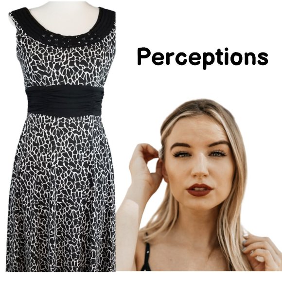 Perceptions | Dresses | Perceptions Petite Black White Sleeveless Knit ...